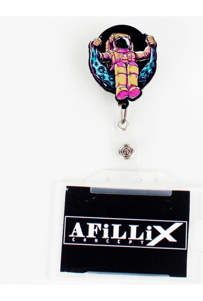 Afillix Concept Ay Üstünde Astronot Tasarım Ahşap Yoyo Yaka Kartı Aksesuarı Şeffaf Kart Koruyucu Hediyeli Afillix Concept Ay Üstünde Astronot Tasarım Ahşap Yoyo Yaka Kartı Aksesuarı Şeffaf Kart Koruyucu Hediyeli