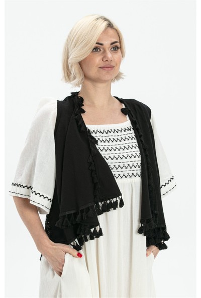 Kolsuz Şile Bezi Seray Kısa Yelek Siyah Syh Kolsuz Şile Bezi Seray Kısa Yelek Siyah Syh