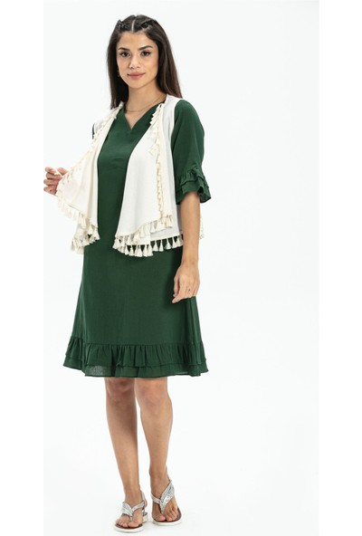 Kolsuz Şile Bezi Seray Kısa Yelek Krem Krm Kolsuz Şile Bezi Seray Kısa Yelek Krem Krm