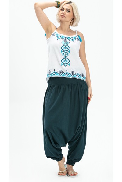 Şile Bezi Zeybek Şalvar Petrol Ptrl Şile Bezi Zeybek Şalvar Petrol Ptrl