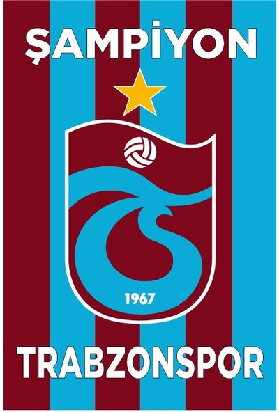 Flama Bayrak Şampiyon Trabzonspor Bayrağı Çift Yönlü Raşel Kumaş 200 x 300 cm Çubuklu