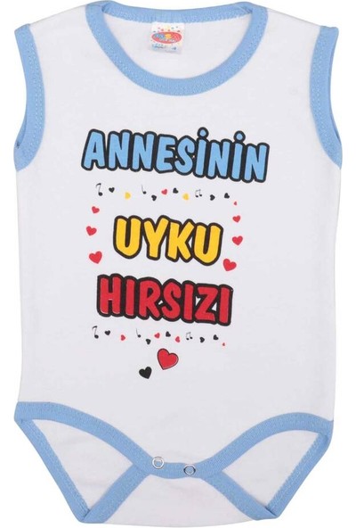 Yazı Baskılı Bebek Zıbın | Mavi