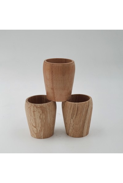 Nativu Ahşap Su Veya Meşrubat Bardağı 3'lü Set