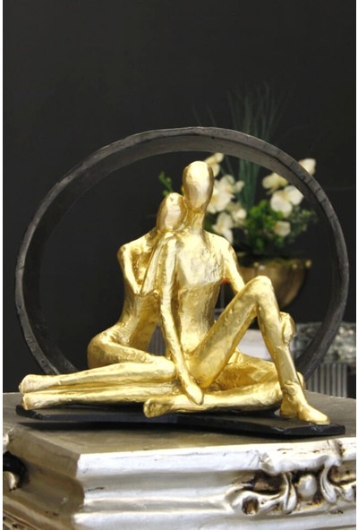 Ritzy Dekor Ev Dekorasyon Dekoratif Çember Içi Sevgililer Büyük Biblo Heykel Gold Ritzy Dekor Ev Dekorasyon Dekoratif Çember Içi Sevgililer Büyük Biblo Heykel Gold