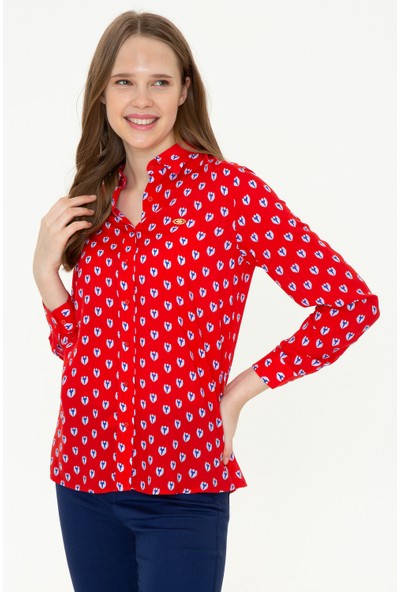 U.S. Polo Assn. Bayan Rısk Red Gömlek Uzunkol U.S. Polo Assn. Bayan Rısk Red Gömlek Uzunkol