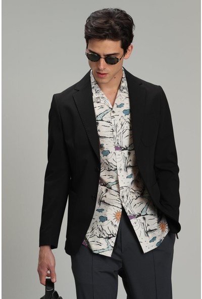 Lufian Ester Spor Erkek Blazer Ceket Slim Fit Siyah Lufian Ester Spor Erkek Blazer Ceket Slim Fit Siyah