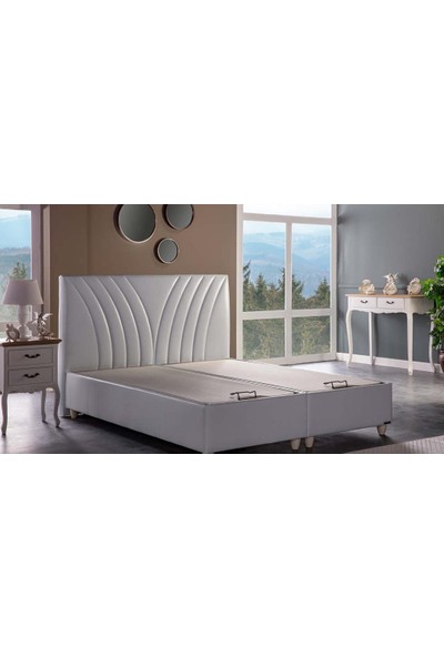 Bellona Verso Baza + Başlık Set Çift Kişilik Krem Deri Bellona Verso Baza + Başlık Set Çift Kişilik Krem Deri