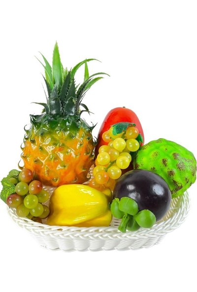 Nettenevime Yapay Tropik Meyve Sepeti 7 Adet Meyve ve Sepet