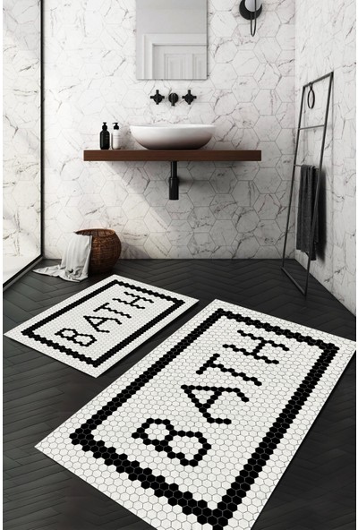 Decomia Home Black Bath Yıkanabilir 2li Banyo Halısı Paspas Klozet Ikili Takım (40X60)(60X100) DC-820 Decomia Home Black Bath Yıkanabilir 2li Banyo Halısı Paspas Klozet Ikili Takım (40X60)(60X100) DC-820