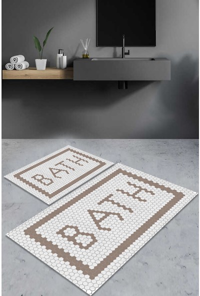 Decomia Home Bath Yıkanabilir Kaymaz Taban 2li Banyo Halısı Paspas Klozet Takımı (40X60)(60X100) DC-8015