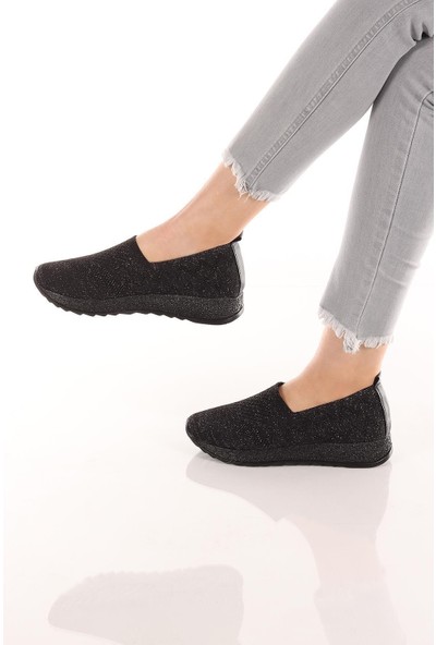 Kadın Siyah Triko Spor Ayakkabı Sneakers