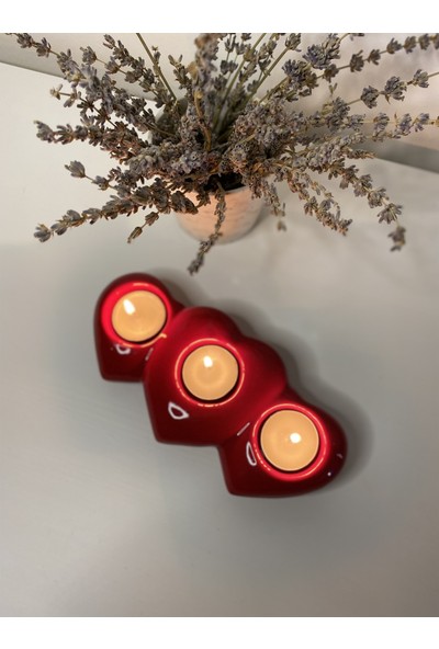 Rhea Design Sevgililer Günü Özel Kırmızı 3'lü Kalp Mumluk Rhea Design Sevgililer Günü Özel Kırmızı 3'lü Kalp Mumluk