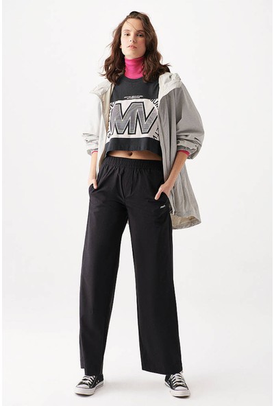 Mavi Kadın Mavi Baskılı Siyah Pantolon 1010078-900