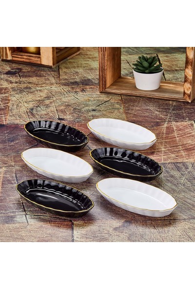 Blue Çarşım 6'lı Seramik Kahvaltı Sunum Tabağı Çerezlik