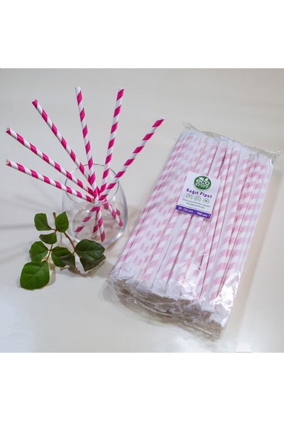 Ecostuff Kağıt Pipet Pembe Spiral Sargılı 35 x 100'lü Ecostuff Kağıt Pipet Pembe Spiral Sargılı 35 x 100'lü