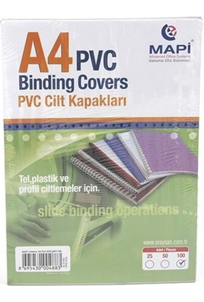 Mapi Pvc A4 160 Micron Cilt Kapağı 100'LÜ Kırmızı