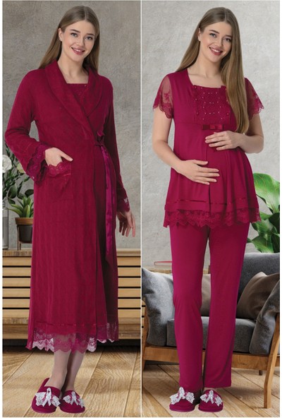 Mecit 5623 Fuşya Sabahlık Pijama Gecelik Lohusa Set Mecit 5623 Fuşya Sabahlık Pijama Gecelik Lohusa Set