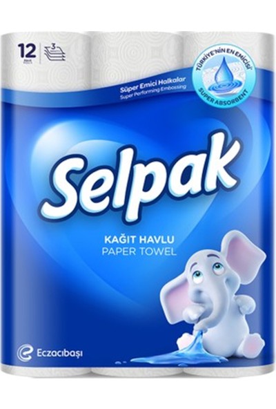 Selpak Kağıt Havlu Üç Katlı 21.8 x 13.4 cm 80 Yaprak 10.7 M - 12 Adet Selpak Kağıt Havlu Üç Katlı 21.8 x 13.4 cm 80 Yaprak 10.7 M - 12 Adet