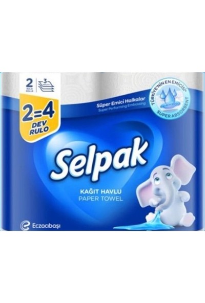Selpak 2=4 Dev Rulo Kağıt Havlu Üç Katlı 21.8 x 13.1 cm 160 Yaprak - 2 Adet Selpak 2=4 Dev Rulo Kağıt Havlu Üç Katlı 21.8 x 13.1 cm 160 Yaprak - 2 Adet