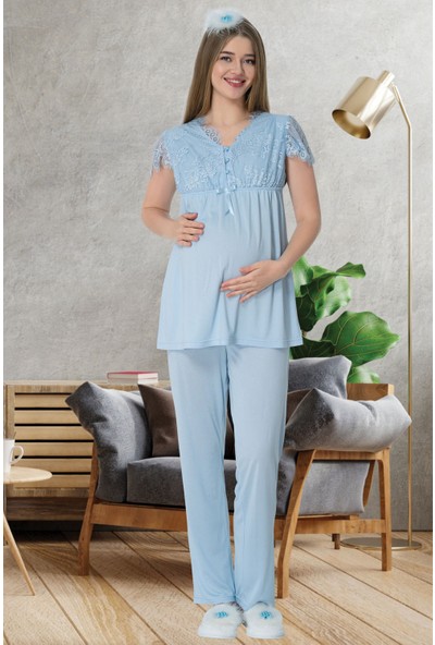 Mecit 5603 Mavi Lohusa Pijama Takımı Mecit 5603 Mavi Lohusa Pijama Takımı