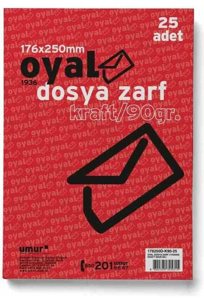 Oyal 17X25 Cm. Torba Zarf Kraft 25'li Paket Oyal 17X25 Cm. Torba Zarf Kraft 25'li Paket