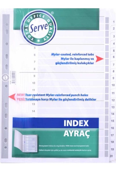 Serve Sv 5326 Ayraç 1-20 Rakam Şeffaf Serve Sv 5326 Ayraç 1-20 Rakam Şeffaf