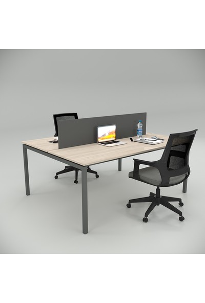 Akr Ofis Ear Ikili Çalışma Masası Workstation Meşe