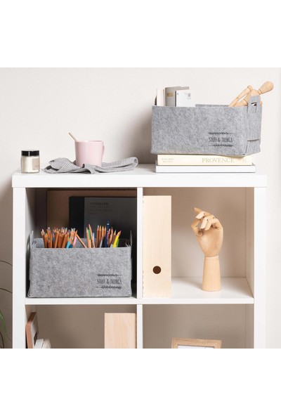 Ocean Home 2'li Gri Keçe Katlanır Sepet