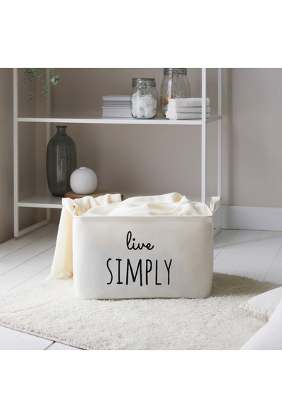 Ocean Home 42 x 31 x 25 Beyaz Renk Baskılı Çok Amaçlı Sepet