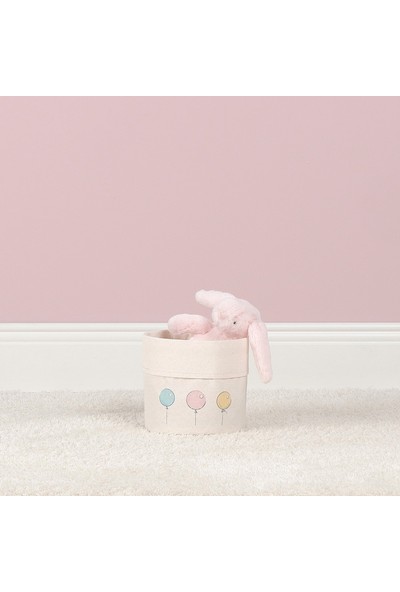 Ocean Home Beyaz Renk Baskılı Kız Çocuk Odası Silindir Sepet 13 x 13