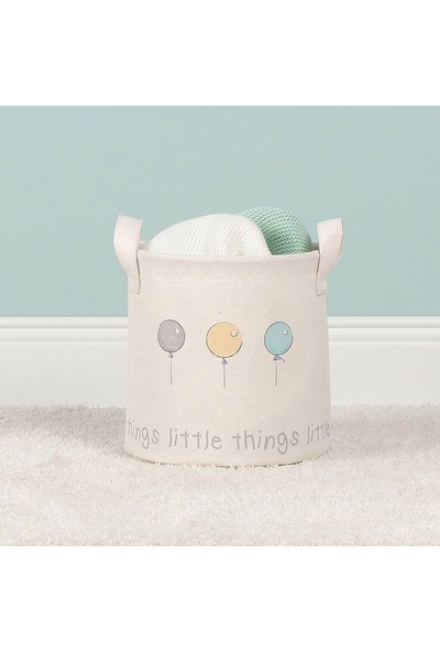 Ocean Home Beyaz Renk Baskılı Erkek Çocuk Odası Silindir Sepet 20 x 20