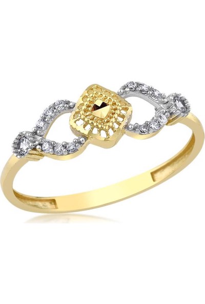 Label Taşlı Fiyonk 14 Ayar Altın Yüzük