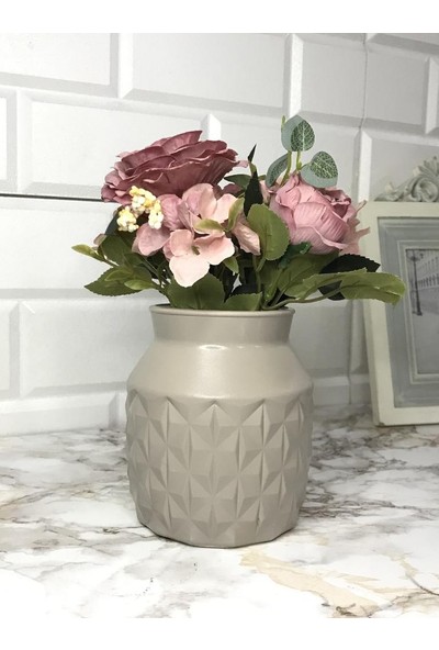 Parla Dekoratif Desenli Vazo Bej Venüs PS3918