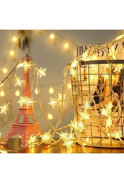 Alayımbari 3 Metre 20 Gün Işığı Yıldız/ Animasyonlu/ Yılbaşı Süsü- Şeffaf Kablo