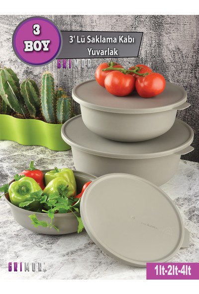 Grimor Life 3' Lü Çok Amaçlı Saklama Kabı Yuvarlak Plastik Mürdüm Renk ( 1 Lt - 2 Lt - 4 Lt ) Grimor Life 3' Lü Çok Amaçlı Saklama Kabı Yuvarlak Plastik Mürdüm Renk ( 1 Lt - 2 Lt - 4 Lt )