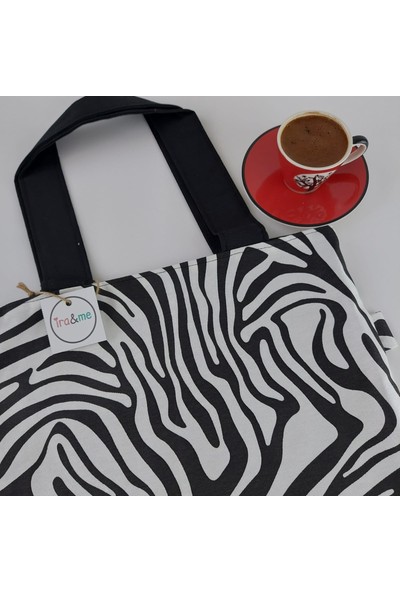 İra&Me Zebra Desenli Bez Çanta