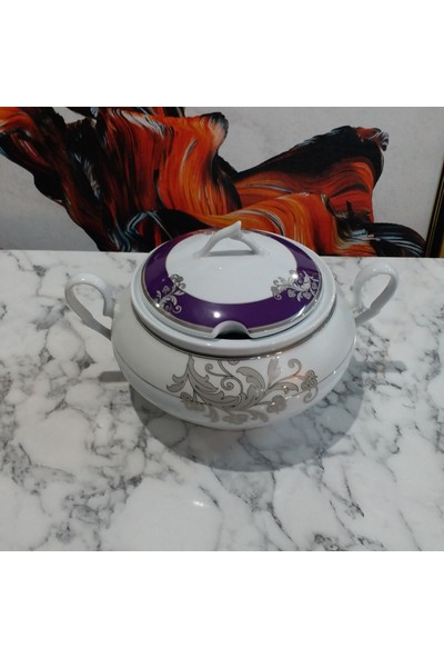 Beyaz Porselen Çorba Tenceresi 29 x 22 x 17 cm Beyaz Porselen Çorba Tenceresi 29 x 22 x 17 cm