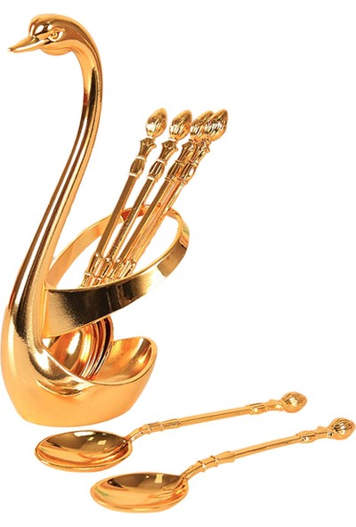 SunniMix Kuğu Baz Kaşık Çatal Tutucu Set Kahve Çay Kaşığı Kaşık Çatal Ev Altın Için Set (Yurt Dışından)