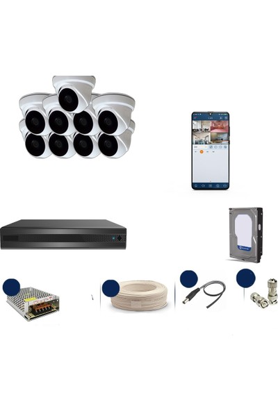 Ladvision LDS-100020003000SET-15 Ahd 1080P 5mp Lens 9'lu Dome Kamera