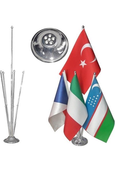 Satürn Masa Üstü Bayrak Direği Altılı Krom - Sadece Direk