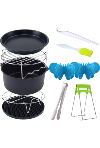 SunniMix 10 Parça Yapışmaz Hava Fritöz Aksesuarları Pişirme Için Çelik Metal Tutucu Set 16 cm (Yurt Dışından) SunniMix 10 Parça Yapışmaz Hava Fritöz Aksesuarları Pişirme Için Çelik Metal Tutucu Set 16 cm (Yurt Dışından)