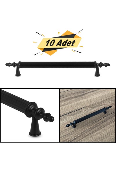 Badem10 Ovacık Çekmece Dolap Kapak Kulpu Kulbu 160 mm Mat Siyah Metal Kulp (10 ADET) Badem10 Ovacık Çekmece Dolap Kapak Kulpu Kulbu 160 mm Mat Siyah Metal Kulp (10 ADET)