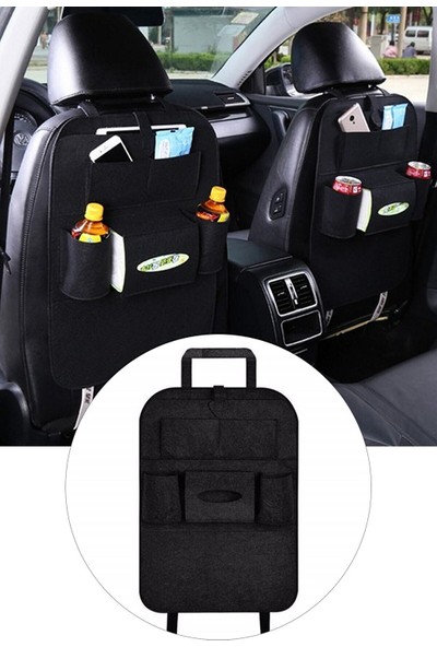Rennway Araç Koltuk Arkası Koruyucu Kılıf Organizer 7 Cepli - Siyah