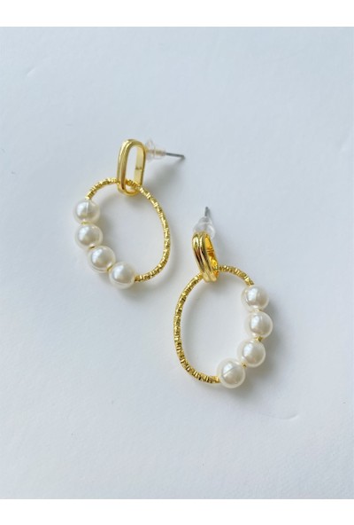 Retrobird Inci Detaylı Modern Küpe Kadın Gold