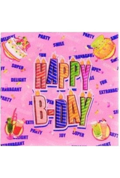 Balonevi Peçete Temalı Happy Pembe 33X33 20 Li