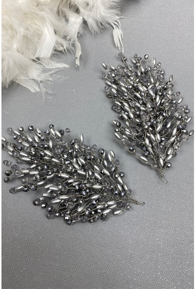 Hayalperest Boncuk Gümüş Mila Model Çift Taraflı Saç Aksesuarı