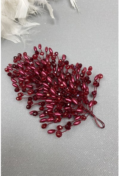 Hayalperest Boncuk Bordo Mila Gelin Saç Aksesuarı