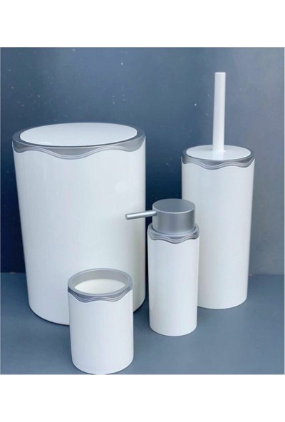 Azra Akrilik Banyo Takımı 4 Parça Banyo Seti Beyaz- Gri Azra Akrilik Banyo Takımı 4 Parça Banyo Seti Beyaz- Gri