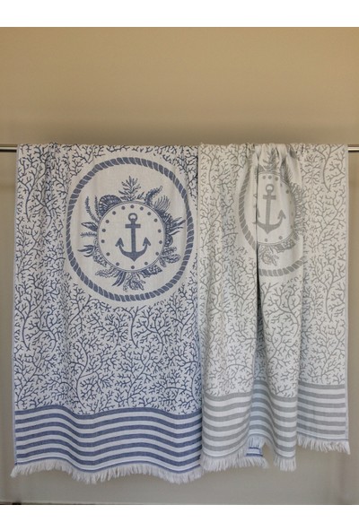 Dost Çapa Desenli Gri Peştemal Dost Çapa Desenli Gri Peştemal