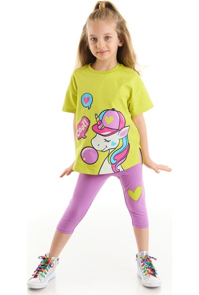 Denokids Cool Unicorn Kız Tayt Takım Denokids Cool Unicorn Kız Tayt Takım